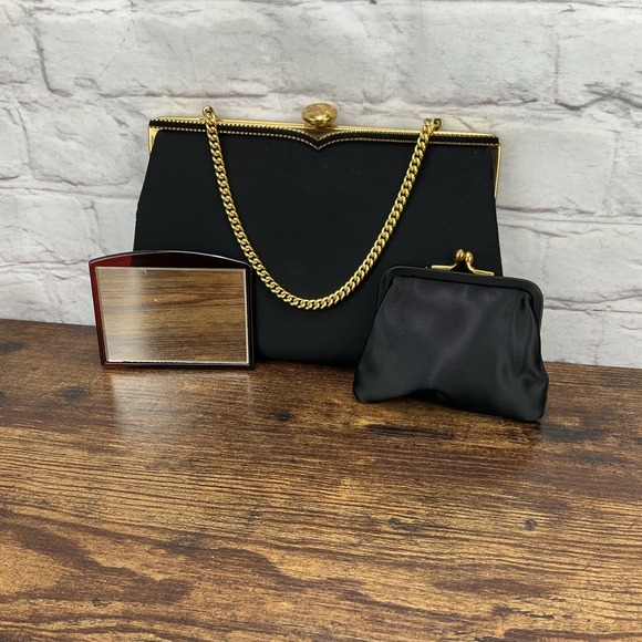 Coblentz | Bags | Vintage Coblentz Original Black Satin Gold Frame ...